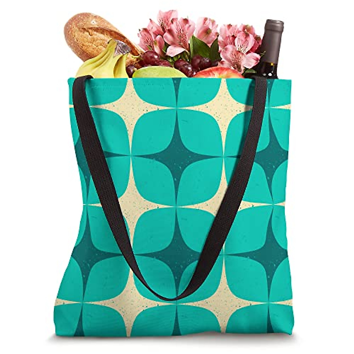 Modern Teal Pattern Mid-Century Modern Geometric Star Tote Bag