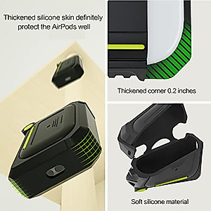 Dikdoc for AirPods Pro 2nd Generation Case Cover with Lock and Keychain, AirPods Pro 2 Silicone Armor Case Watch Charger Compatible AirPods Pro Protective Case Men (Black)