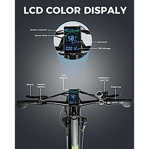 Mukkpet Suburban Electric Bike for Adults 500W Electric Mountain Bikes 26'' * 4.0 All Terrain Tire Electric Bicycle 48V 13AH BMS Removable Lithium Battery Shimano 7-Speed Electric Bike