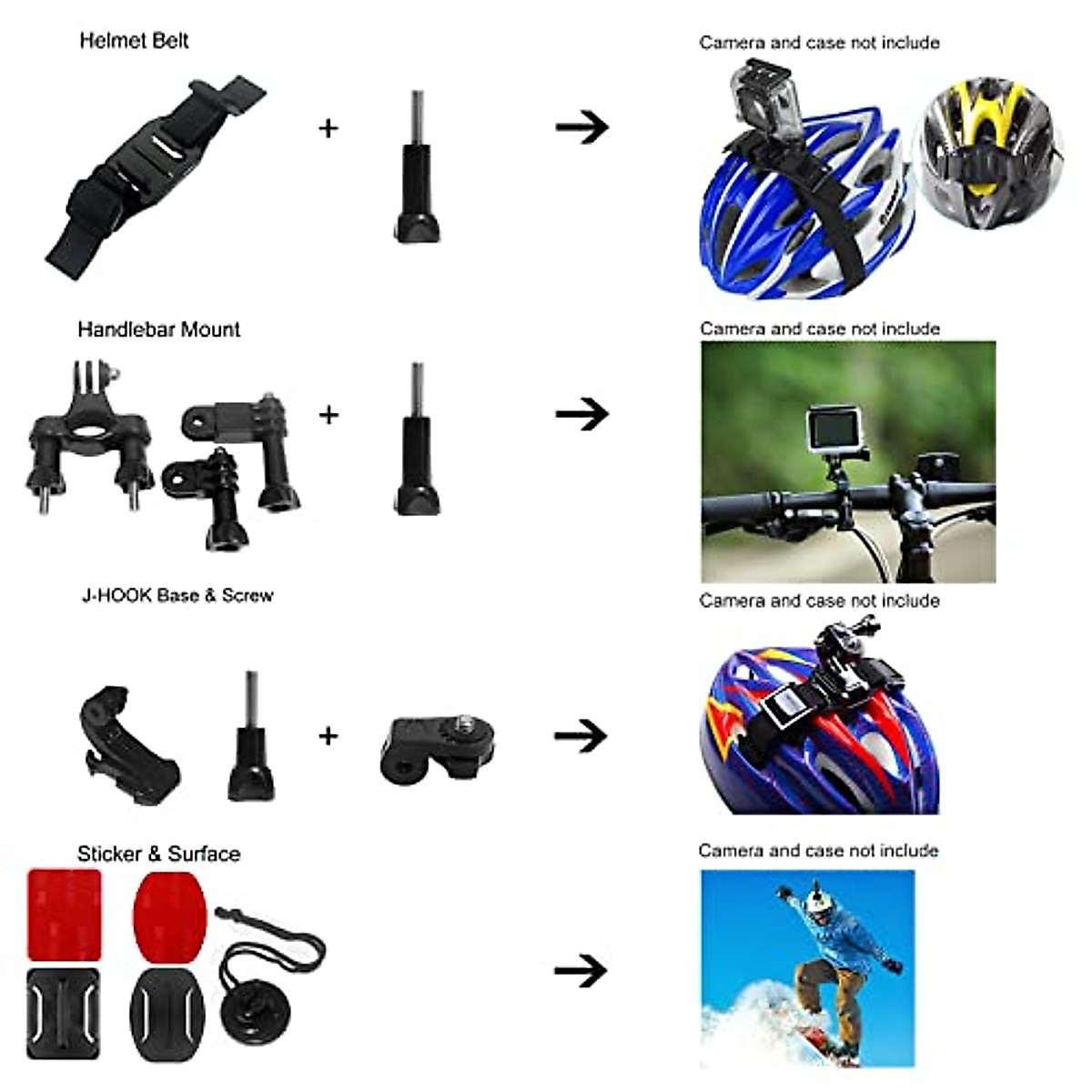 Action Camera Accessories Kit for GoPro Hero 10 9 8 Max 7 6 5 4 3 GoPro Session 5 Fusion Silver Black Insta360 SJCAM SJ4000 Xiaomi Yi 4K APEMAN DBPOWER Campark OSMO EK5000 EK7000