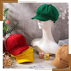 Toulite 16 Pcs Women Newsboy Hat Wool Visor Beret Cap 8 Panels Cabbie Sailor Hats Hippie Vintage Newsboy Octagonal Fiddler Hats for Women Girls