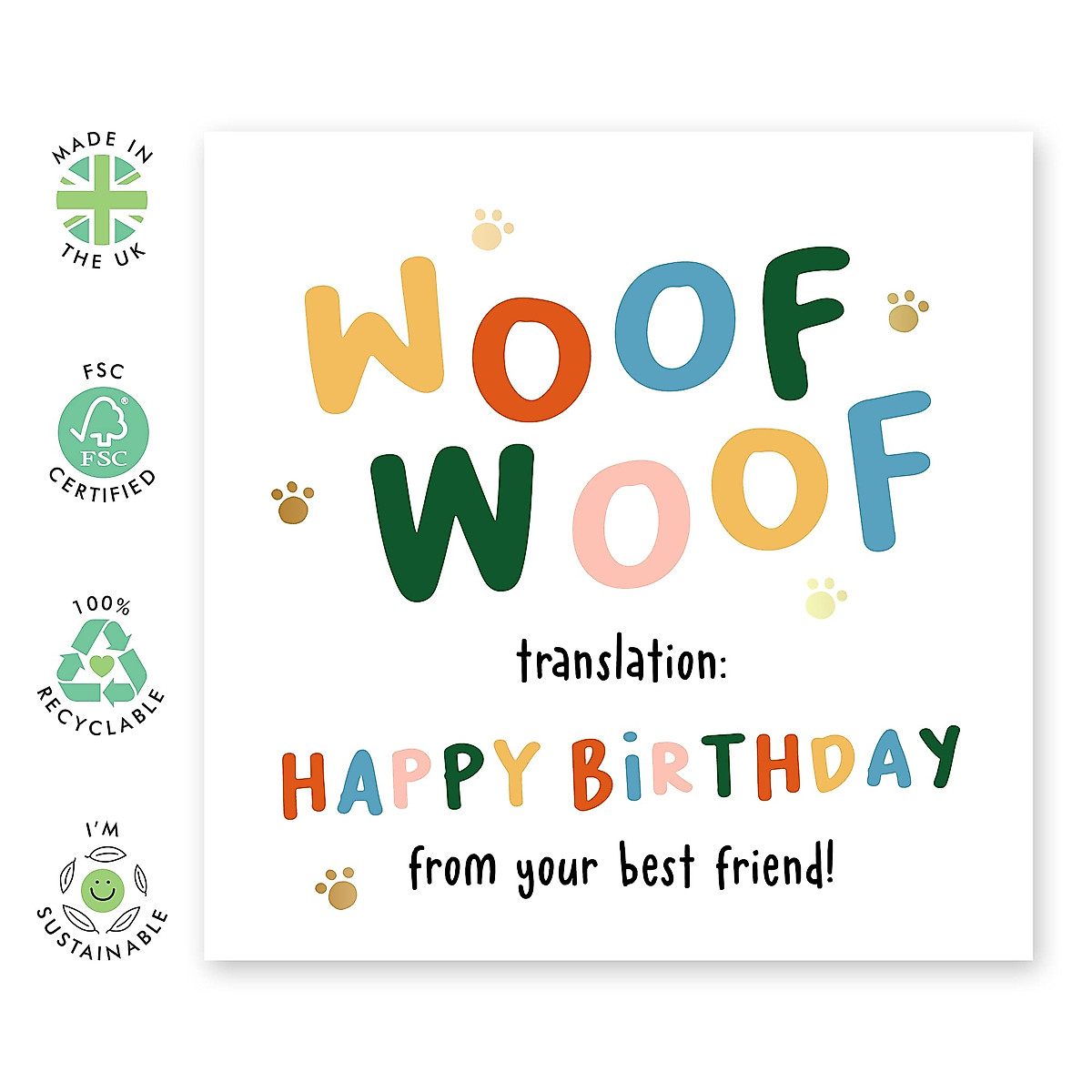 CENTRAL 23 Birthday Card From Dog - 'Woof Woof!' - Dog Mom Birthday Card - Dog Dad Birthday Card - Dog Owner Card - Pet Owner Birthday Card - Comes with Fun Stickers