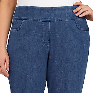 Alfred Dunner Womens Plus-Size Super Stretch Mid-Rise Average Length Pant, Medium Denim, 18W