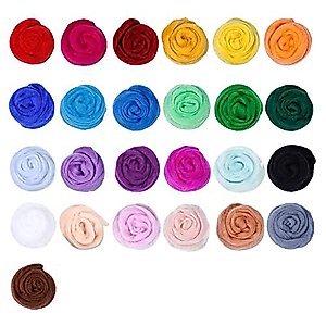 Needle Felt Wool-25 Colors Wool Fibre Roving for DIY Felting Wool Projects 3g/Color