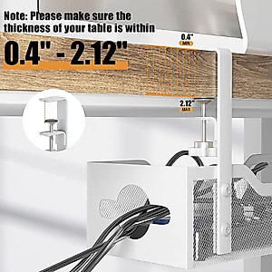 Under Desk Cable Management Tray, No Damage to Desk，Standing Desk Cable Organizer, Quszmd Under Desk Cord Organizer，Under Desk Wire Management Tray - Easy to Install