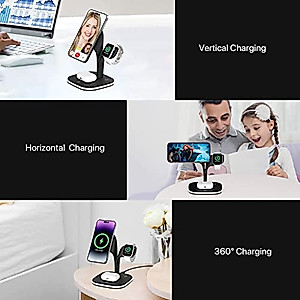 Greenlemon Mag Safe Charger Station 3 in 1 Wireless Charging Station for Apple with LED and Adapter Desk Magnetic Charger for iPhone 14,13,12 Pro/Max/Mini/Plus, Watch 8/7/6/SE/5/4, Airpods 3/2/Pro