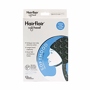 Bonnet Hood Hair Dryer Attachment by Hair Flair • Suitable For All Types of Hair & Hair Extensions • Perfect For Travel • Award Winning Original Patent • Deluxe Softhood • Healthy & Damage Free (Navy)