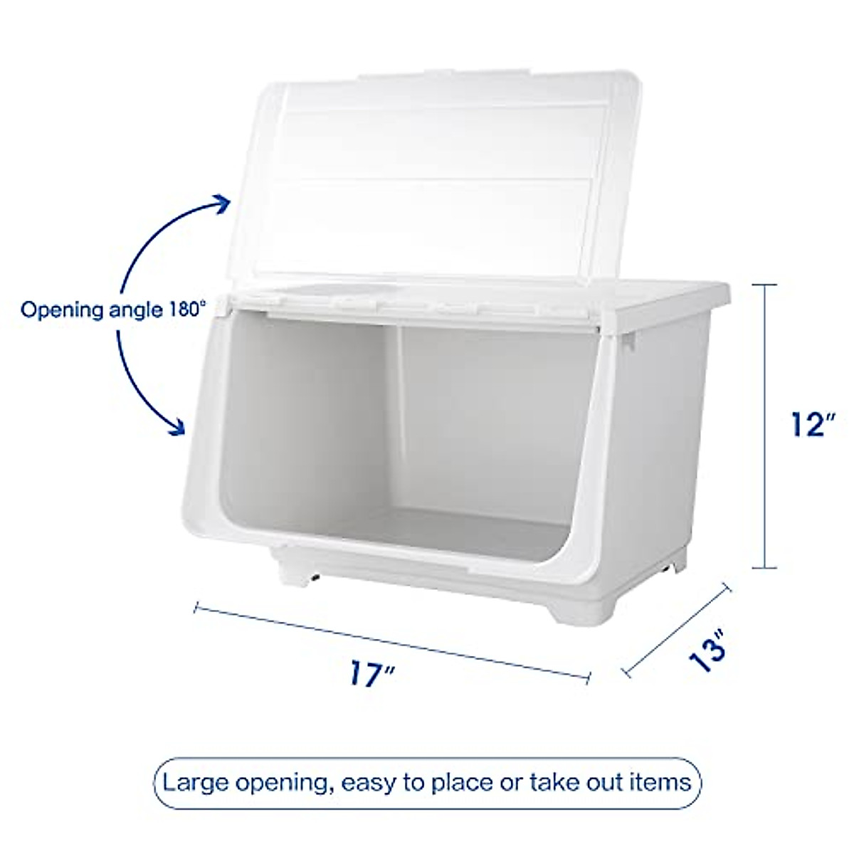 NC 3 Pack Large Stackable Plastic Storage Bin Tote with Clear Lids,Storage Box with Detachable Wheels（11 Gal,White,Large