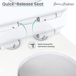 Swiss Madison SM-1T257 Sublime II Compact 24" Length One Piece Toilet Dual Flush 1.1/1.6 GPF with Side Holes, Glossy White