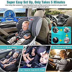 Rohent Baby Car Camera HD 1080P - 360° Rotating Crystal Night Vision Car Baby Monitor with Camera Rear Facing Infant Carseat Camera Backseat 3 Mins Easy Installation N06