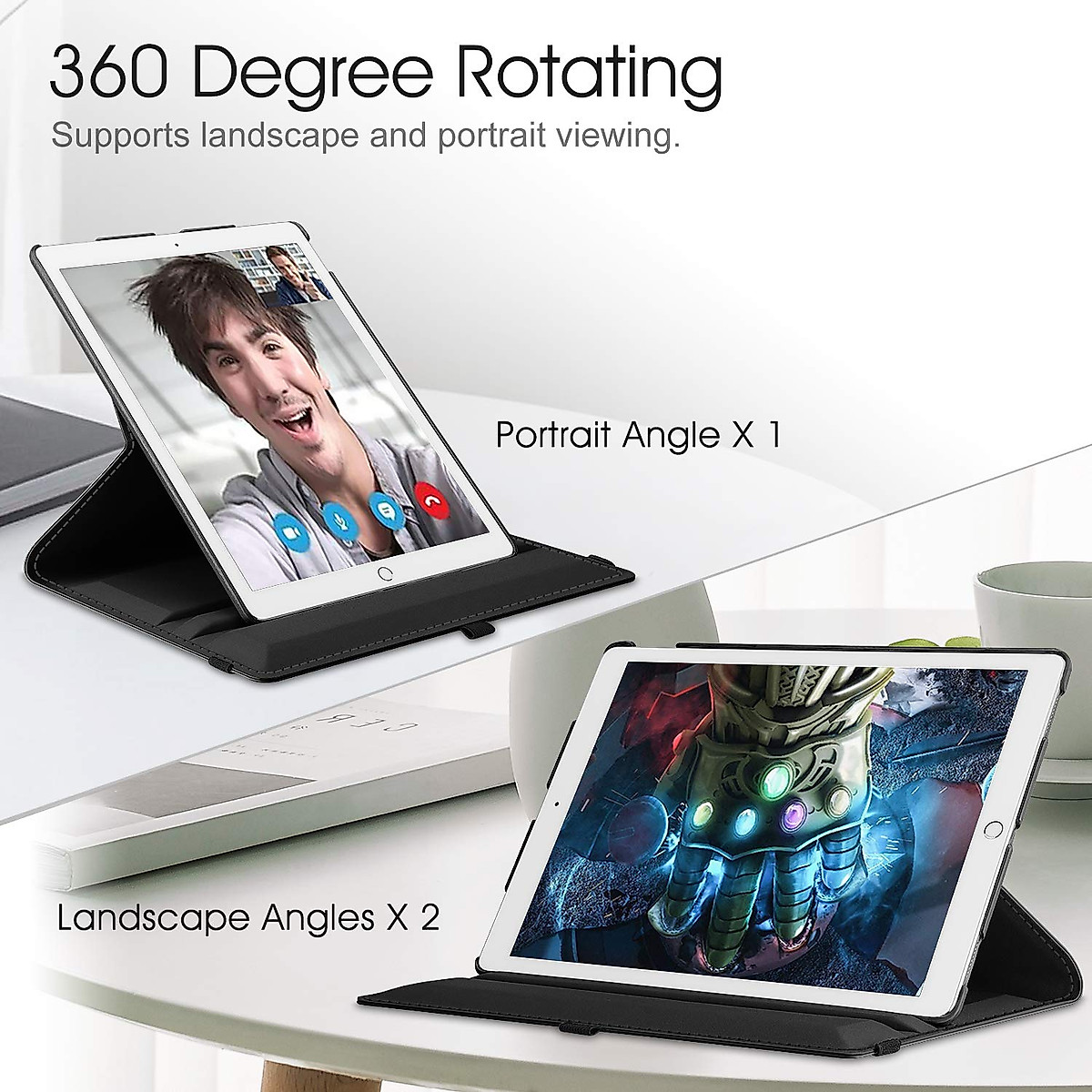 Fintie Rotating Case - 2017/2015 iPad Pro 12.9 inch (Old Model) 1st & 2nd Gen Case, 360 Degree Swiveling Stand Protective Back Cover, Supports Auto Wake/Sleep, Black