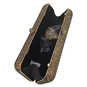 Elegant Long Crystal Box Clutch Evening Bag for Women Wedding Handbags Party Rhinestones Purse (Small,Bronze)