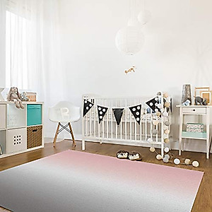 Area Rug Door Mat Gray and Pink Gradient Indoor Floor Carpet for Living Room Bedroom Home Decor Modern Contemporary Rug