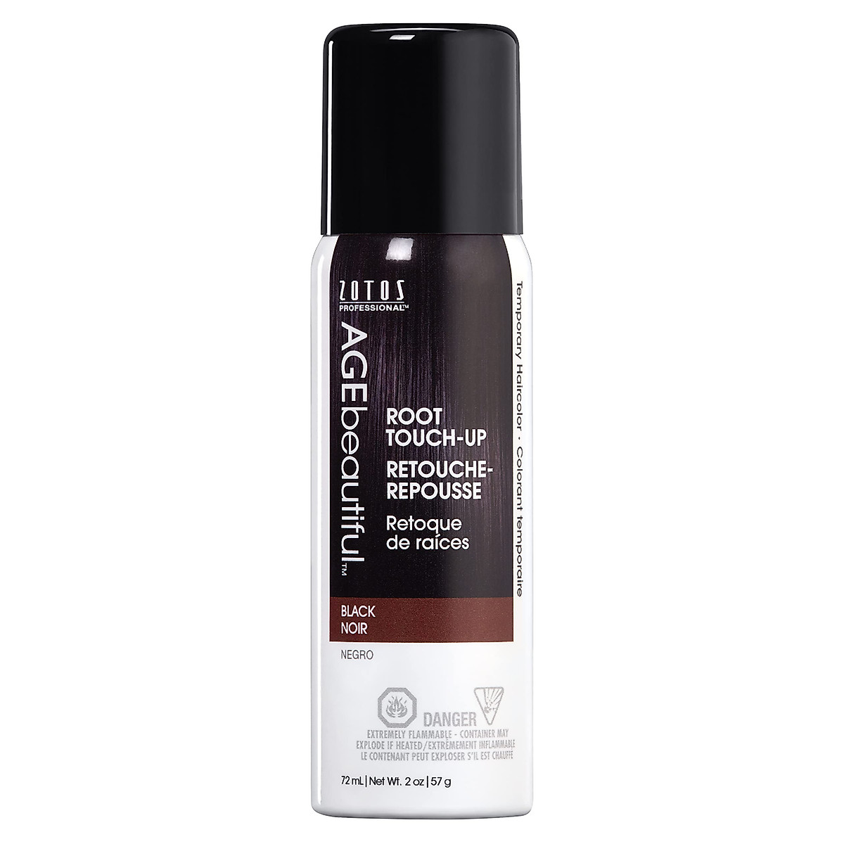 AGE beautiful Root Touch Up Hair Color Spray | Touch-Up Gray Concealer | Temporary Cover Up | Adds Volume & Covers Thinning Patches | Water, Sweat, Stain Resistant | Black | 2 Fl Oz