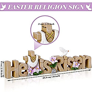 He is Risen Table Top Decoration Easter Resin Table Sign Cross Dove Flowers Easter Table Decor Easter Centerpieces for Tables Rustic Table Top Easter Decorations for Home Dining Room Spring Decor
