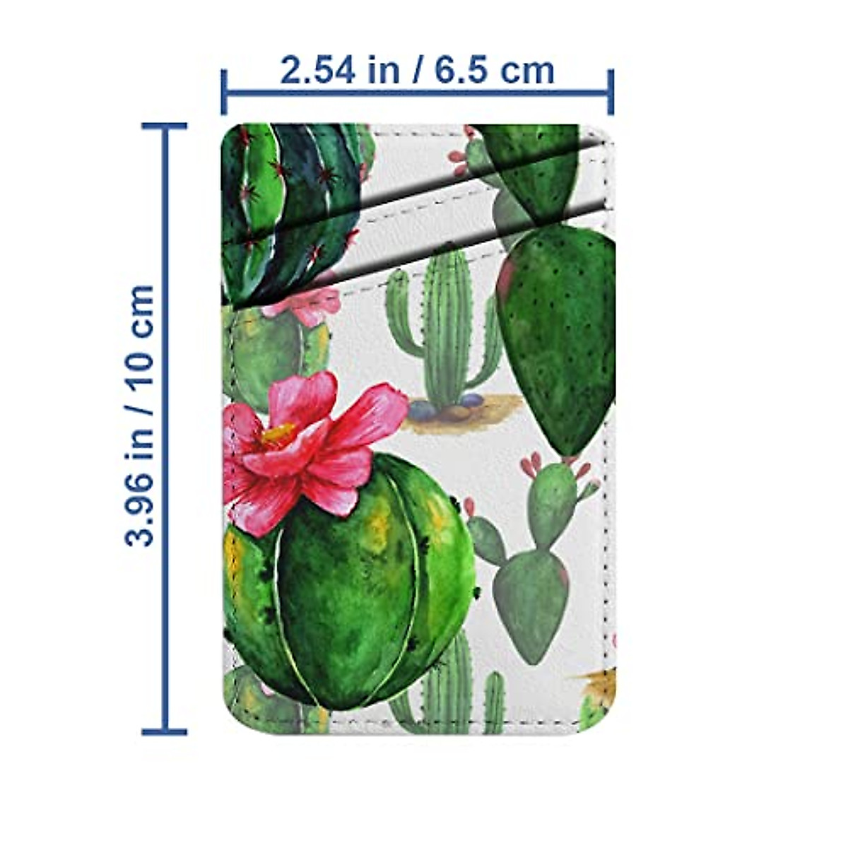 Diascia Pack of 2 - Cellphone Stick on Leather Cardholder ( Watercolor Cactus Floral Botanical Flower Pattern Pattern ) ID Credit Card Pouch Wallet Pocket Sleeve