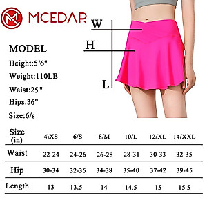 MCEDAR Pleated Crossover Tennis Skirt for Women with Pockets V High Waisted Crossbody Flowy Skirt Athletic Golf Skort 041jxy-Hot Pink/Cm