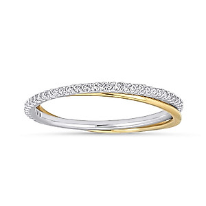 14k Gold Plated Sterling Silver Two Toned Dainty Interlocking Rolling Eternal Band Ring