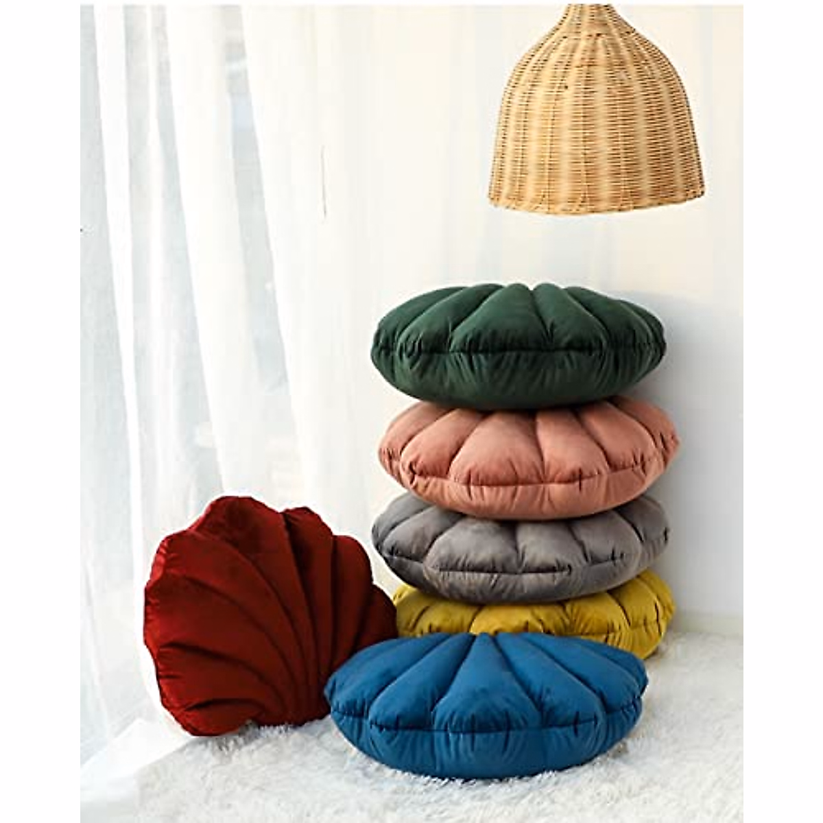 HXIYAN Shell Pillow car Sofa Bedroom Cushion Office Accessories Props (14.9in*11in, Navy Blue)