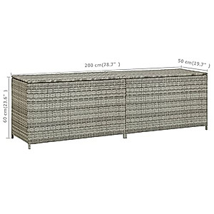 YEZIYIYFOB 160 gal Outdoor Storage Box Large Deck Box Taupe Grey Rattan Patio Storage Box Garden Storage Suncast Chest Container Poly Cabinet for Lawn Backyard 78.7"x19.6"x23.6" Grey NOT WATERPROOF