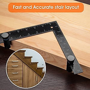 Garosa Stair Gauges for Framing Square Aluminium Alloy Stair Stringer Layout Tool Stair and Rafter Gauge Clamps for Stair Layout Stair Gauge Black
