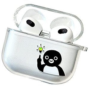 CASEWAFEE Compatible with Airpods 3 Case,Cute Soft Clear TPU Full Protective Case Shockproof Cover for AirPods 3rd Generation 2021 Charging Case Front LED Visible，Penguin Good Idea…