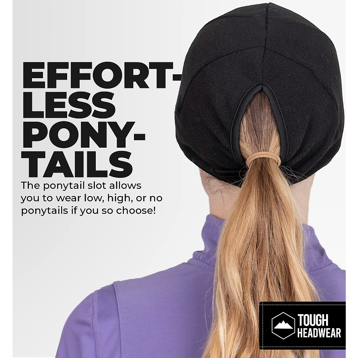 Tough Headwear Women's Running Beanie with Ponytail,Ponytail Beanie Hat,Skull Cap Winter Hat for Women with Hole for Ponytail