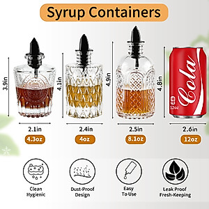 Syrup Bottle Set of 6 - Syrup Dispenser with Leak-Proof Lids Pour Spout Ideal for Coffee Syrups,Honey,Condiments,Olive Oil…