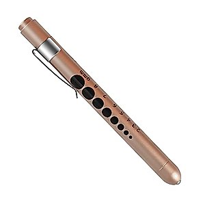 ALMOCN Pen Light,Nurse Medical Reusable LED Penlight White Light with Pupil Gauge and Ruler (Gold)