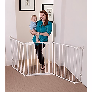 Dreambaby Newport Adapta Baby Gate - Use at Top or Bottom of Stairs - for Straight, Angled or Irregular Shaped Openings (White)