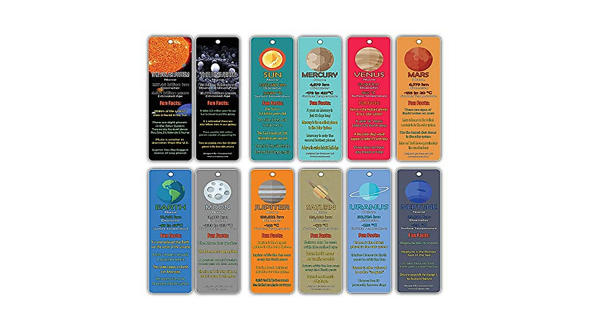 Educational Outer Space Planets Fun Facts Bookmarks 60-Pack