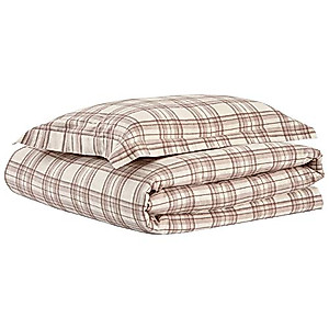 Amazon Brand – Stone & Beam Rustic Plaid Flannel Duvet Cover Set, Twin, Ivory and Cream