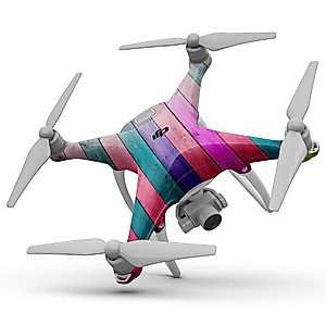 Design Skinz Design Skinz Vibrant Neon Colored Wood Strips Full-Body Wrap Decal Skin-Kit Compatible with The Drone DJI Phantom 4