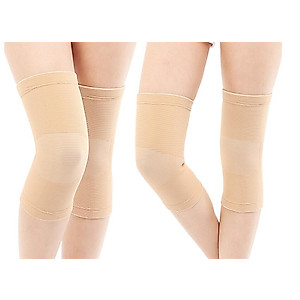 Elandy 1 Pair Unisex Non-trace Knee Pads-Knee Brace Support Sleeve Leg Support Brace Pads Kneecap For Outdoor Sports Volleyball Basketball Dance Cycling Climbing Yoga (Nude)