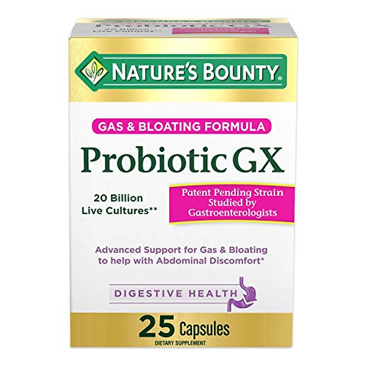 Probiotic, for Occasional Gas and Bloating Dietary Formula by Nature's Bounty, Dietary Supplement, Helps with Abdominal Discomfort, Promotes Digestive Health, 25 Capsules