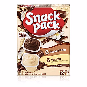 Snack Pack Chocolate and Vanilla Pudding Cups Family Pack, 12 Count (Pack of 1)