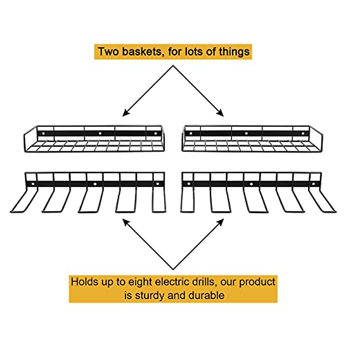 Jeasor Heavy Duty Floating Power Tool Organizers, Metal Holder Wall Mount Storage Rack for Tools, Utility and Sturdy Drill Rack, Multifunctional Garage Tool Rack(4 Pack)