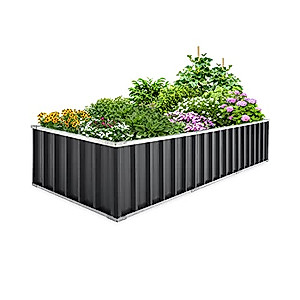 KING BIRD 101"x 36"x 18" Galvanized Raised Garden Bed 2 Installation Methods for DIY Outdoor Heightened Steel Metal Planter Kit Box for Deep-Rooted Vegetables, Flowers, Large Raised Bed Kit(Dark Grey)