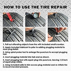 BVRILA Tire Repair Kit, 37 Pcs Heavy Duty Tire Plug Kit, Universal Tire Repair Tools with Plugs to Fix Punctures and Plug Flats for Cars, Trucks, RV, SUV, ATV