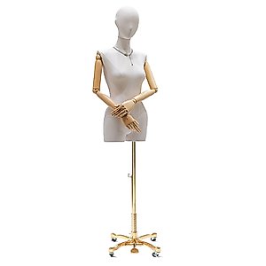 Female Dress Form Mannequin Torso Body Adjustable Height Dress Form Display Mannequin Body with Movable Universal Wheel for Clothing Dress Jewelry Display (Luxury White)