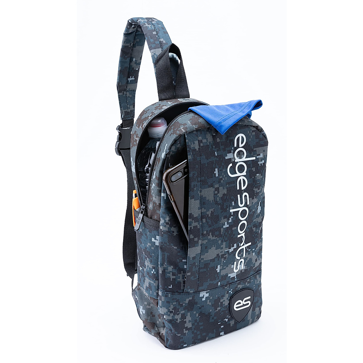 EDGE SPORTS Unisex Crossbody Sling Bag Day Bag for the Gym, Hiking, Running, Training, and Travel (Green Camo)