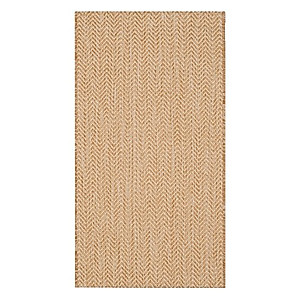SAFAVIEH Courtyard Collection Accent Rug - 4' x 5'7", Natural & Cream, Non-Shedding & Easy Care, Indoor/Outdoor & Washable-Ideal for Patio, Backyard, Mudroom (CY8022-03012)