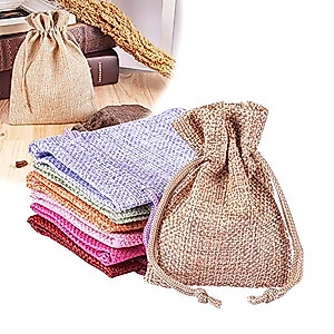 PH PandaHall 15 Color Burlap Packing Pouches Drawstring Bags 2.7x3.5'' Advent Calendar Bags Xmas Gift Bag Packing Storage Linen Jewelry Pouches for Wedding Party Shower Birthday Christmas Jewelry