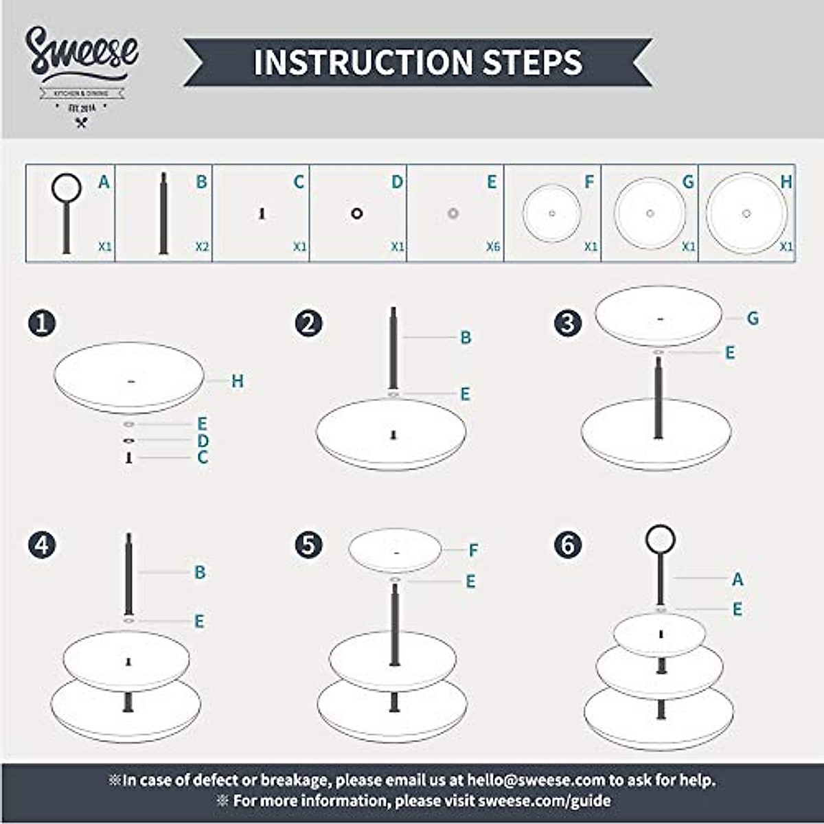 Sweese 735.101 3 Tier Cupcake Stand- White Porcelain Cake Stand- Dessert Stand, Tiered Serving Trays for Parties