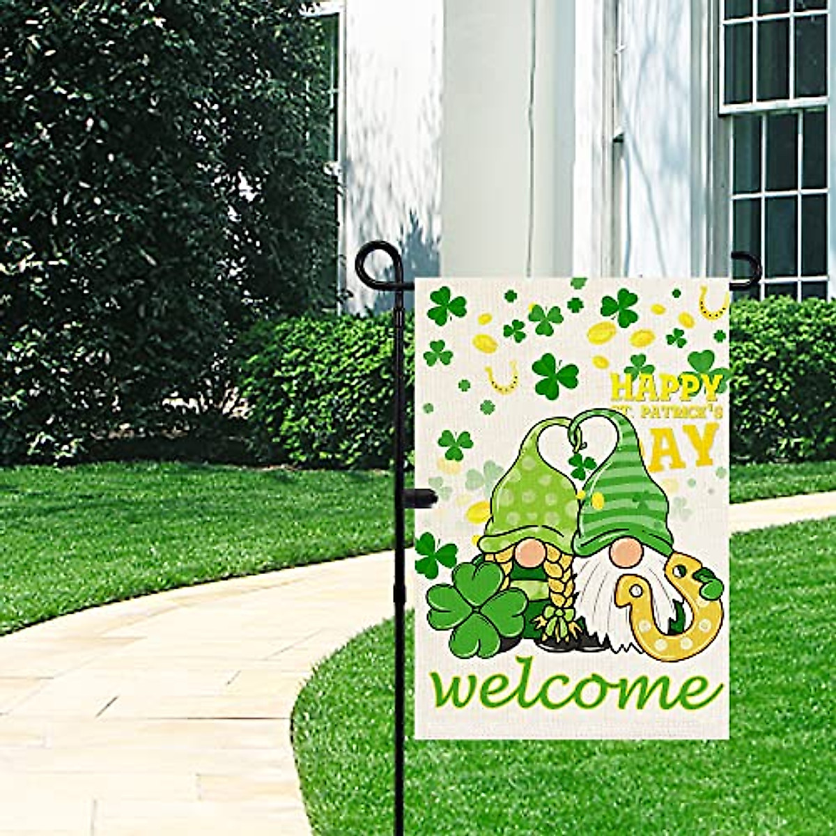 St Patrick's Day Garden Flag Welcome Garden Yard Flag Irish Decor Holiday Garden Flags Spring Home Decor Double Sided Rustic Farmland Yard Lawn House Decorative Banners 12.6 x 18.5 inch