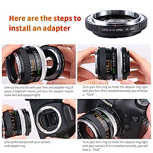 K&F Concept Pro Lens Mount Adapter Compatible for Canon FD FL 35mm SLR Lens to Canon EOS (EF, EF-S) Camera, Compatible with Canon 1D, 1DS, Mark II, III, IV, Digital Rebel T5i, T4i, T3i, T3