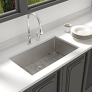 32 Undermount Kitchen Sink - Lordear 32 Inch Undermount Sinks Stainless Steel Single Bowl Kitchen Sink Under Counter Basin 32X19X10 Inch Round Corner