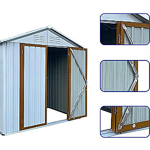 EMKK 4FTx6FT Storage Sheds Outdoor, Utility Steel Tool Sheds for Garden Backyard Lawn, Large Patio House Building with Lockable Door