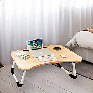 Lap Desk,Portable Laptop Desk Foldable Bed Table with Phone Stand and Cup Holder for Bed/Couch/Sofa Working, Reading