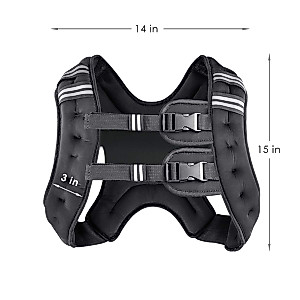 Prodigen Weighted Vest for Women and Men 12 Lbs with Reflective Stripe and Double Adjustable Buckle Straps Weight Vests for Strength Training, Jogging, Cardio, Weight Loss, Muscle Building, Black